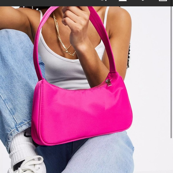 ASOS | Bags | Asos Design Nylon Curved 9s Shoulder Bag In Jewel Pink ...